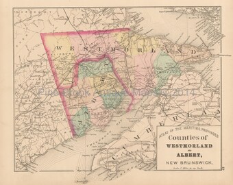 Popular items for new brunswick map on Etsy