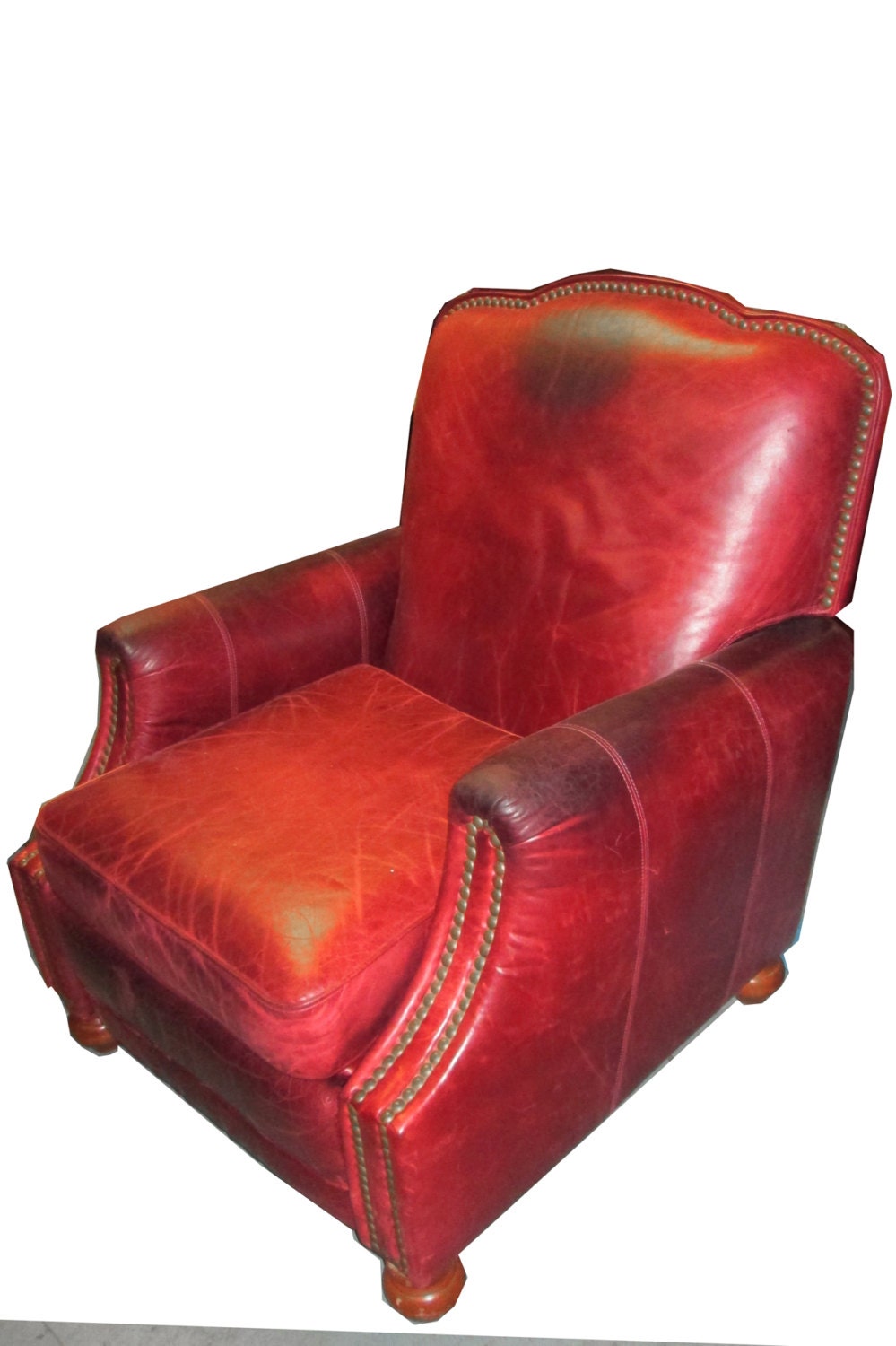 Hollywood Regency Vintage BarcaLounger Burgundy Leather Chesterfield ...