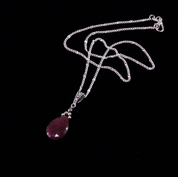 Ruby Pendant Necklace/ red/ Ruby/ Genuine ruby by angelovajewelry
