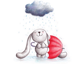 Bunny with umbrella | Etsy