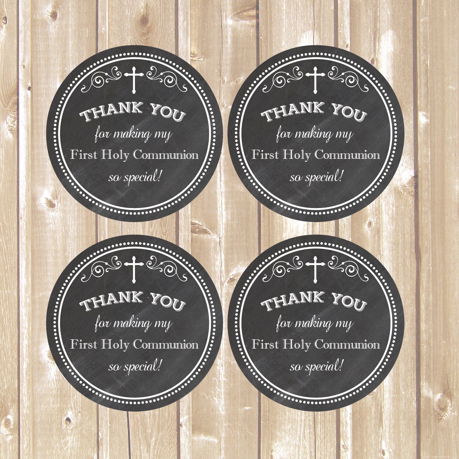 Thank You Favor Tags .First Communion tags. Chalkboard by Pipetua
