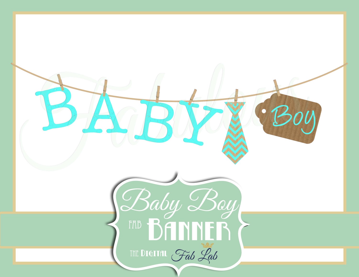 Baby Boy Banner Digital Clipart Rustic Clothes by DigitalFabLab