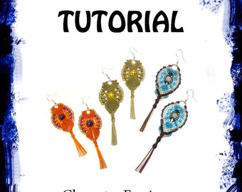 Two Tone Micro Macrame Earring Pattern in PDF