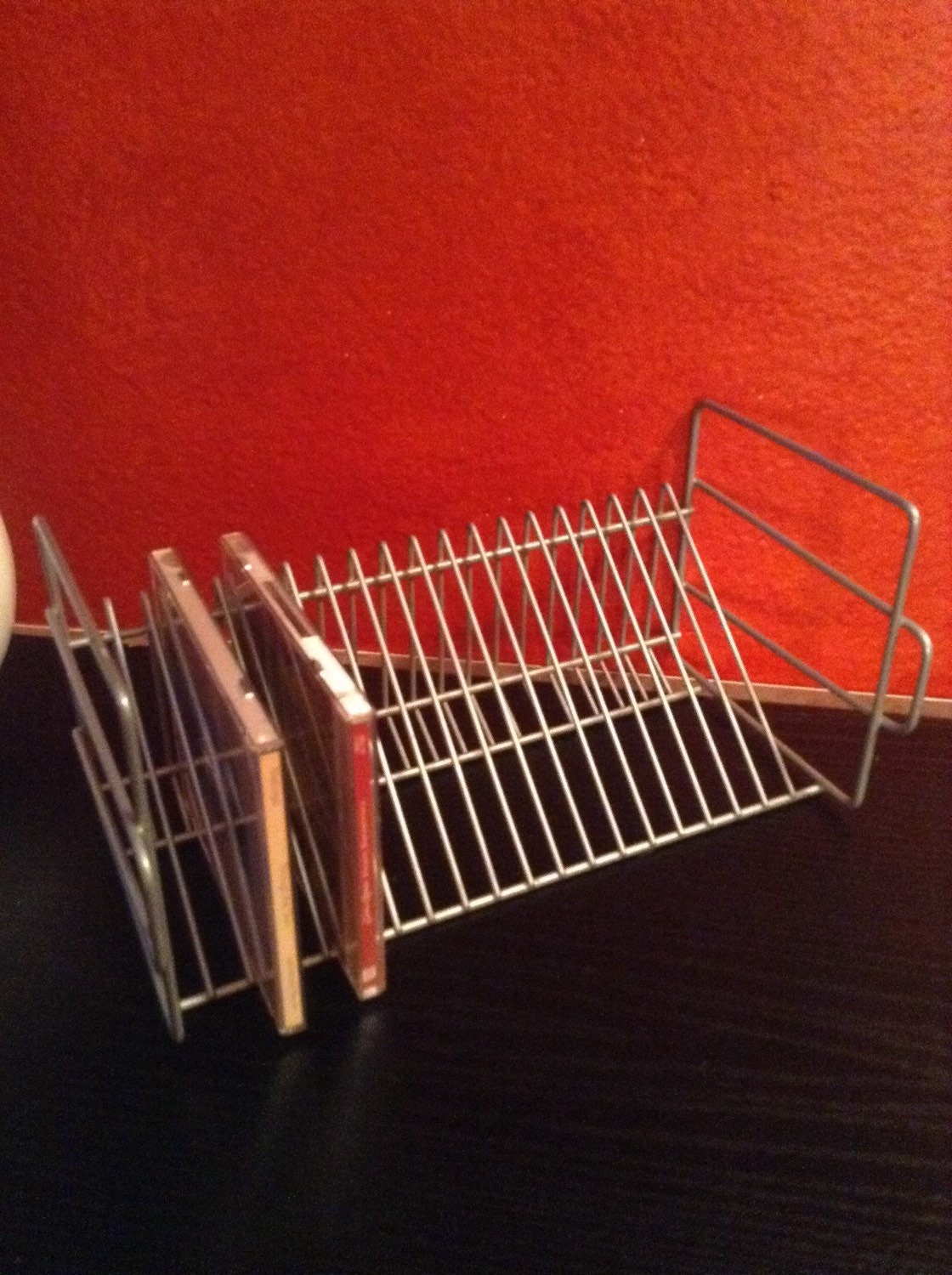 Vintage Silver Tone Record Holder ,Office Organization ,Home Storage ...