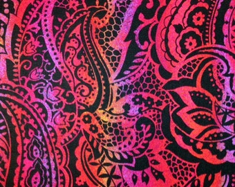 Red paisley fabric | Etsy