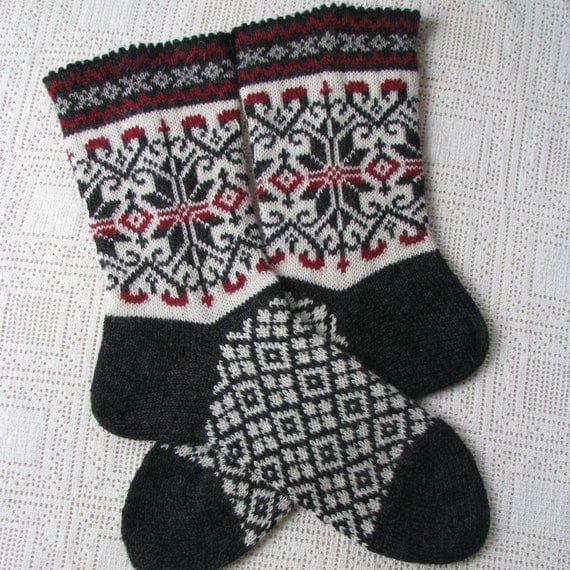 wool socks handmade socks Norwegian socks for men. Warm socks