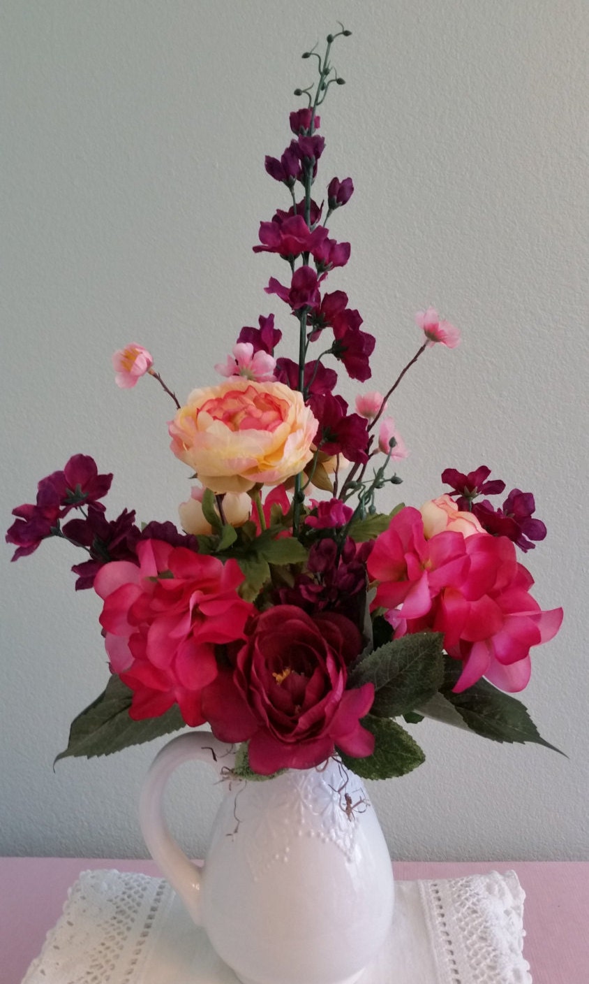Silk Floral Arrangement Spring Floral Arrangement Flowers In
