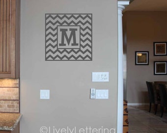 22 Circle Monogram wall decal 3 letter initials Circle