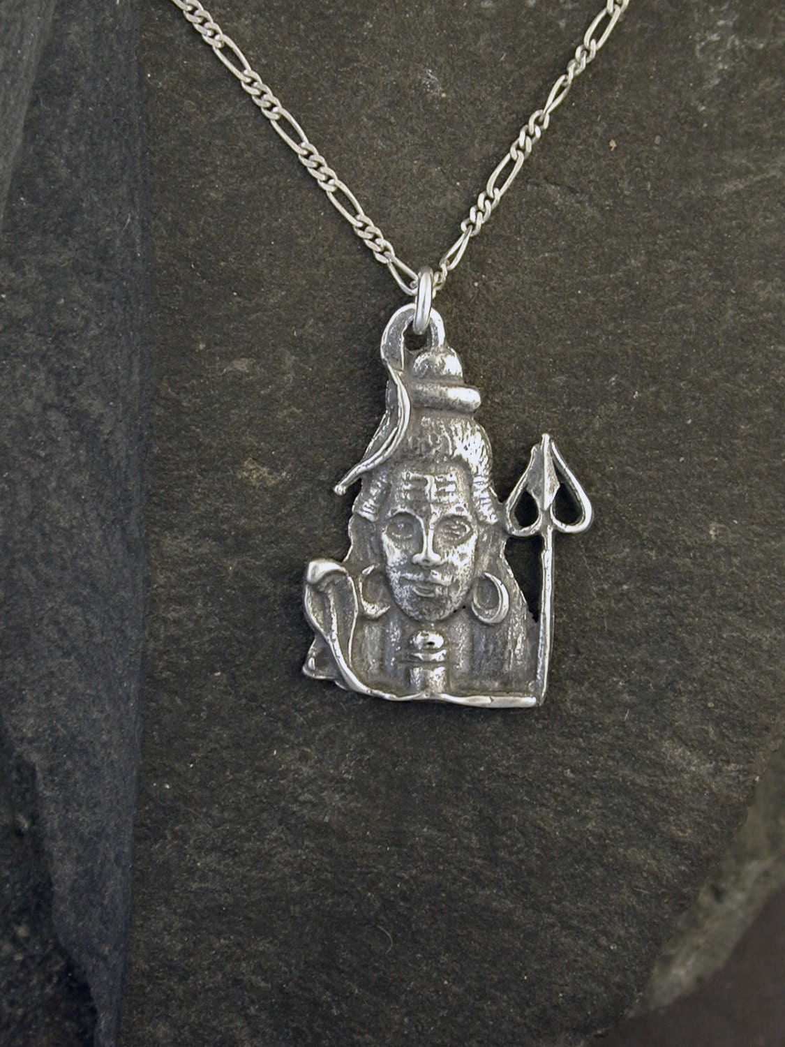 Sterling Silver Hindu God Shiva Pendant on a Sterling Silver