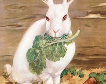 Popular items for white rabbit art on Etsy