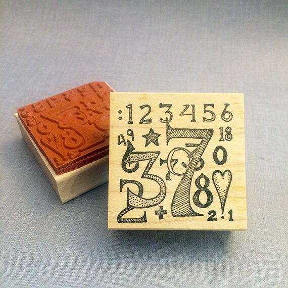 Numbers Rubber Stamp by YorksLittleArtStudio on Etsy