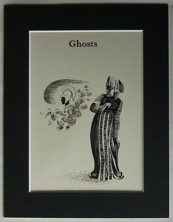 1940s Vintage Ancient Greek Print of Ghosts Art of Ancient