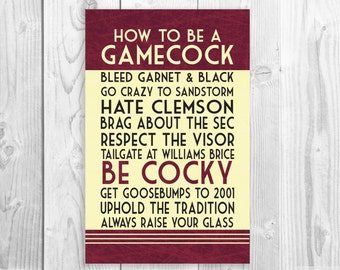 South Carolina Gamecocks Art Print, How to Be a Gamecock, USC Gamecocks ...