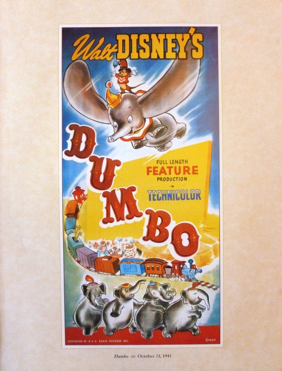 Dumbo Poster Retro Dumbo Disney Poster 14 x by VintageSchoolDays