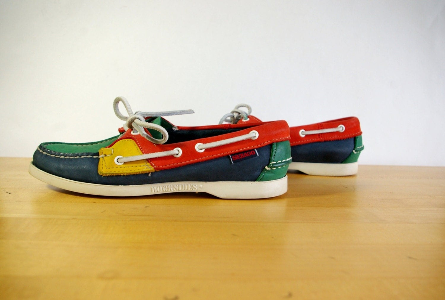 Vintage Sebago Docksides Multi Color Suede Leather Loafer Boat