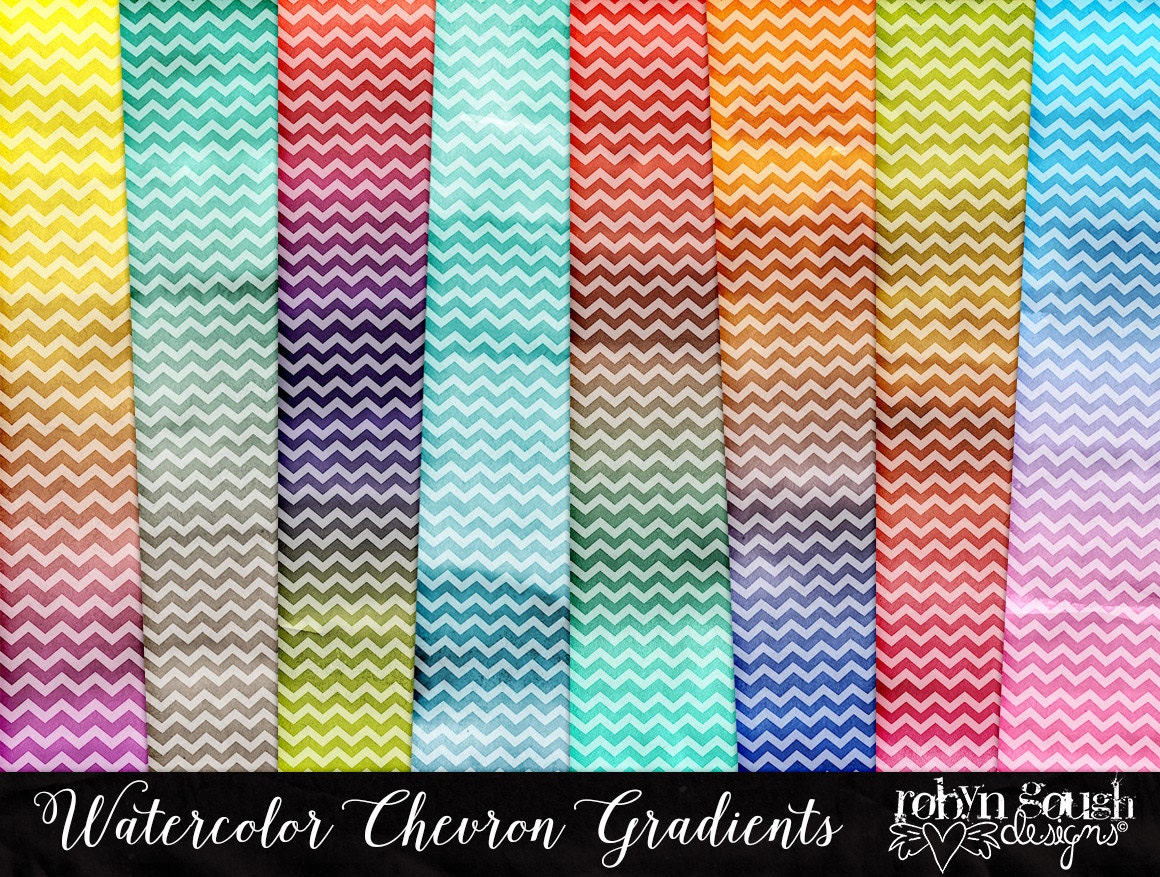 Watercolor Chevron Gradient Digital Paper Pack by ClikchicDesign