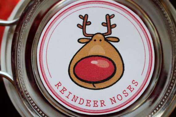 Items similar to Reindeer Noses Gift Tags- Christmas Favor Gift Tags ...