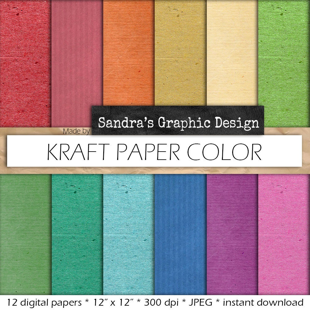 Digital paper pack: KRAFT PAPER COLOR with by SandraGraphicDesign