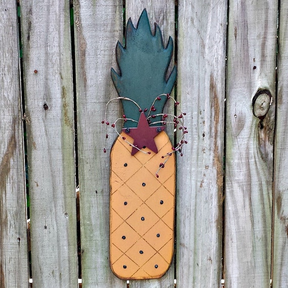 Primitive Pineapple Folk Art Solid Wood by GypsyWindPrimitives