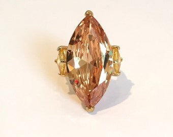 Large morganite ring | Etsy