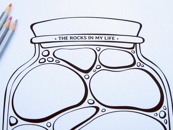 Printable Jar of Life: What are the rocks in your life B&W