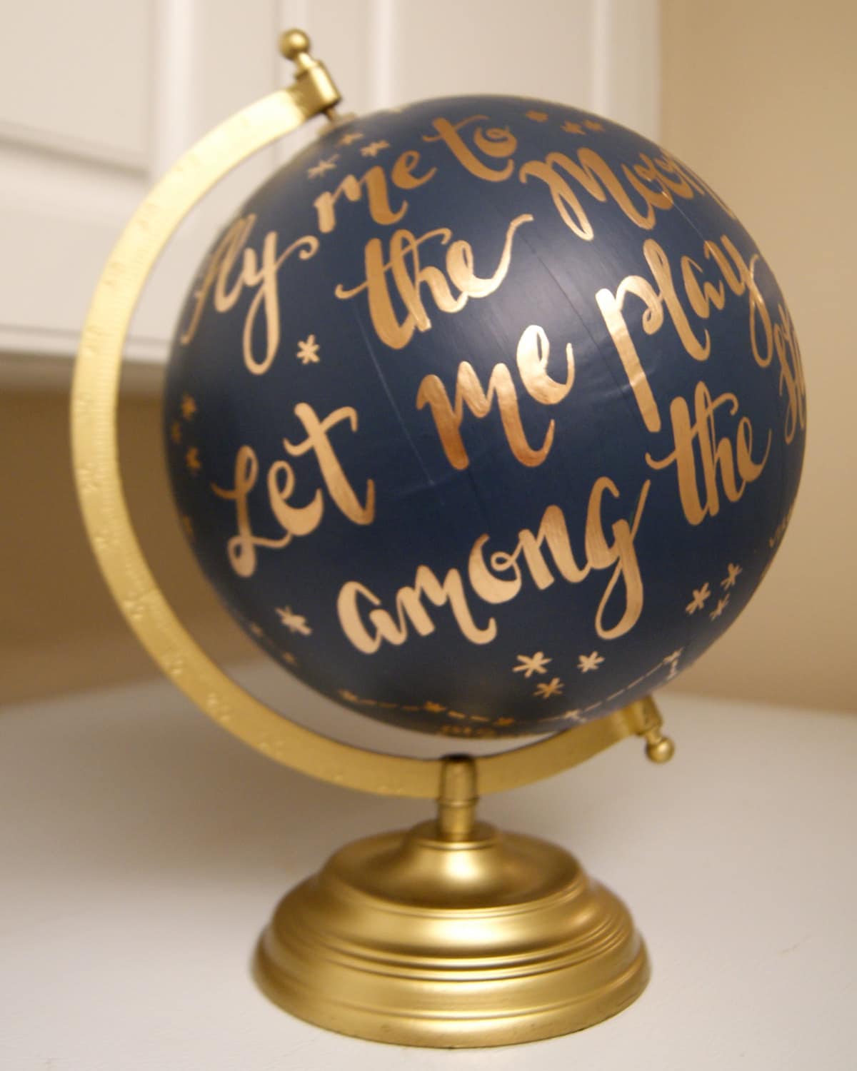 Custom Hand Painted Constellation Globe Hand Lettering