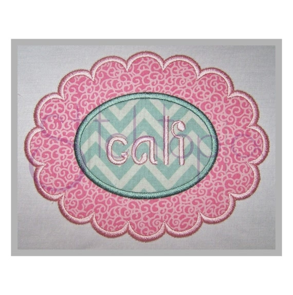 Scalloped Oval Applique Frame by StitchtopiaInc on Etsy