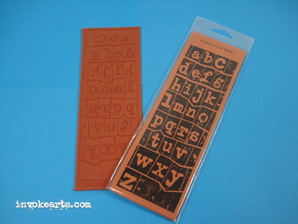 Grungy Letters Reverse Alphabet Unmounted Stamp / Invoke Arts