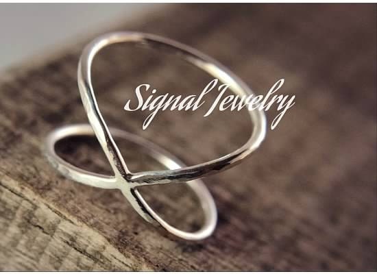 X ring Sterling silver ring