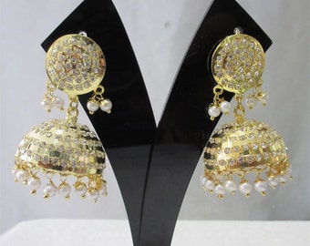 Handmade Jadau Golden Jhumki Jhumka/Mughal Muslim Earrings/Punjabi ...