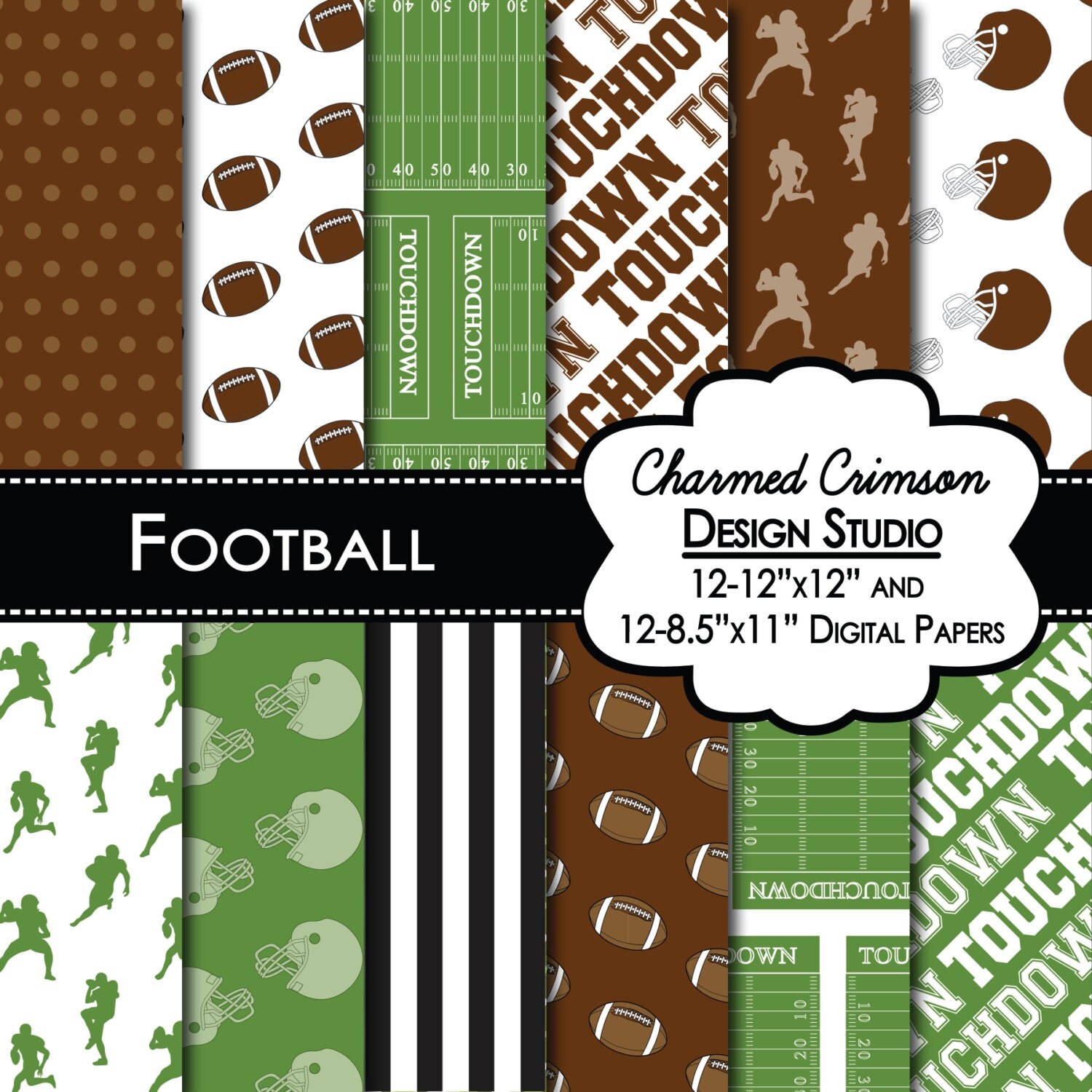 Brown Digital Paper Football Digital Paper Green by CharmedCrimson