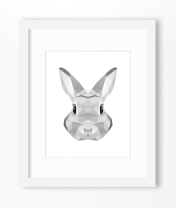 Items similar to Bunny Print, Rabbit Art, Bunny Wall Art, Geometric ...