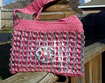 Crochet pink soda pop tab childs purse
