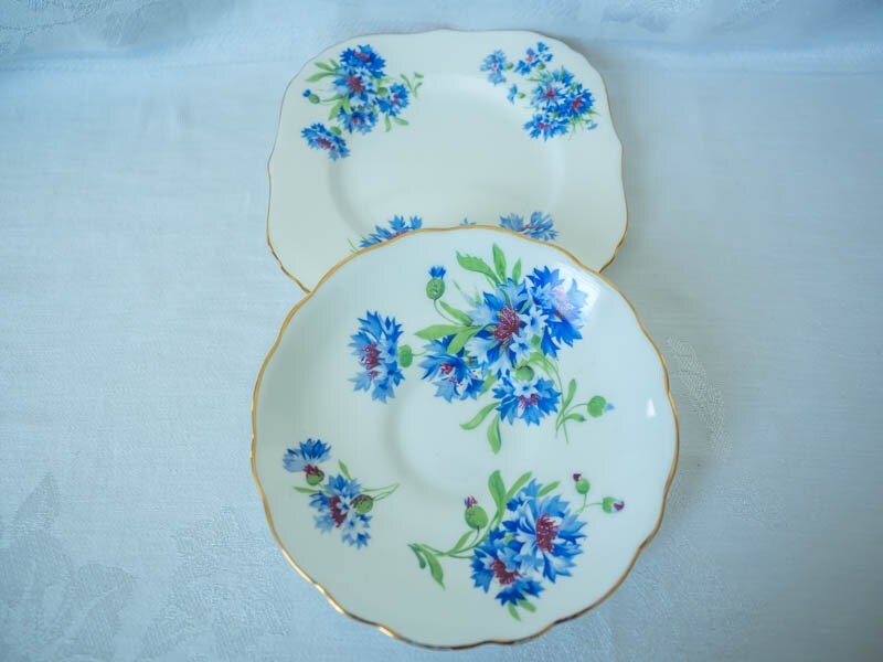 Hammersley Vintage Fine Bone China Cornflower Pattern – Saucer & Side ...