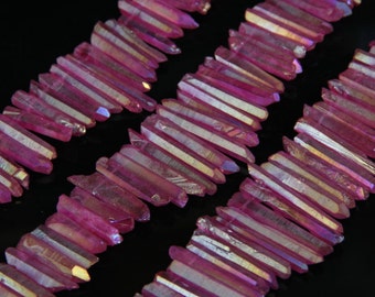 Full strand Natural Rose Titanium Quartz Spike Beads by Jaylagems