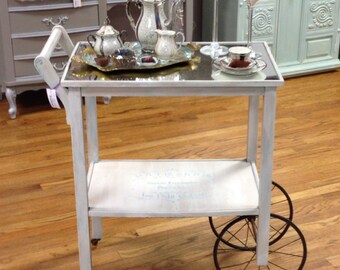 Vintage French Pastry Tea Cart with Mirrored top
