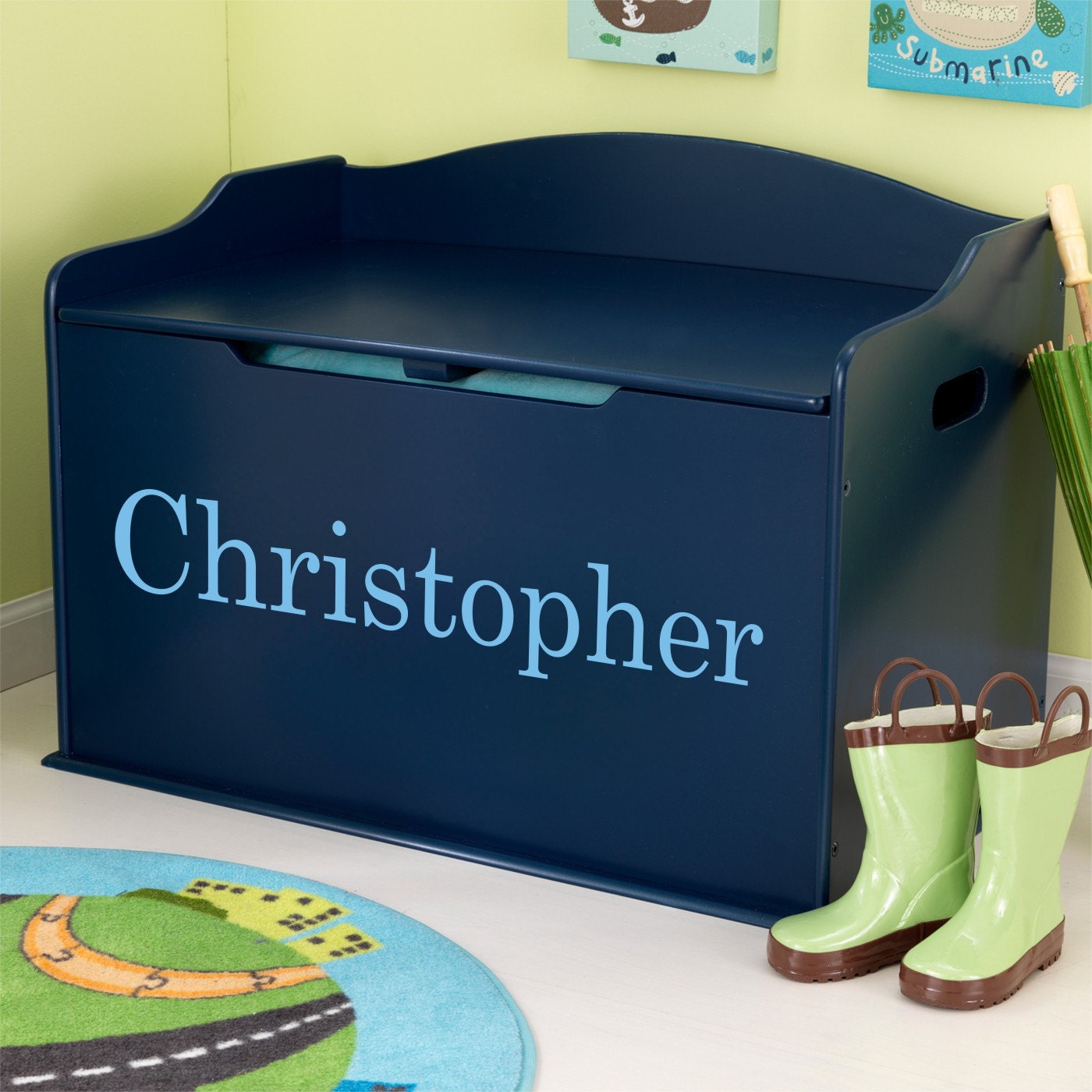 Modern Touch Personalized Toy Box Blueberry by Dibsies on Etsy