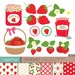 Strawberry Digital Clipart and Papers Jam Clipart by LittleMoss