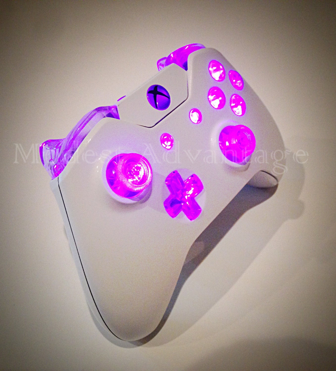 Xbox One Controller Pink Led Mod White Shell by ModestAdvantage