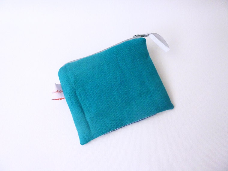 Blue Cat Fabric Pouch Cute Cat Coin Purse Cat di dancingintherains