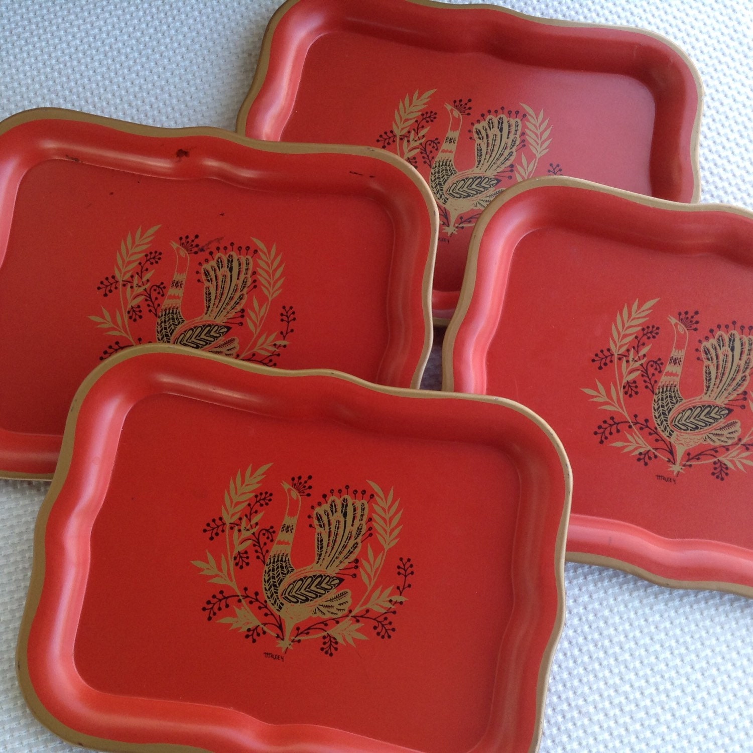 Vintage Mid Century Rooster on Red Tray Set – Haute Juice