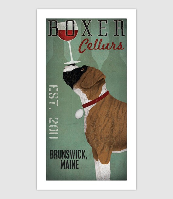 PERSONALIZED Custom BOXER Wine Winery print Cropped