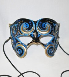 CUSTOM Man's Masquerade Mask - Paper Mache, Rhinestone Mask, Blue Demon