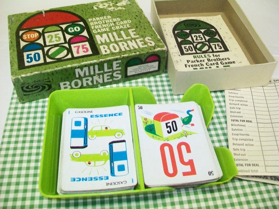 Vintage Mille Bornes Game 1970s French card game by BlueSkyLane