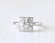 Unique square crystal ring related items | Etsy