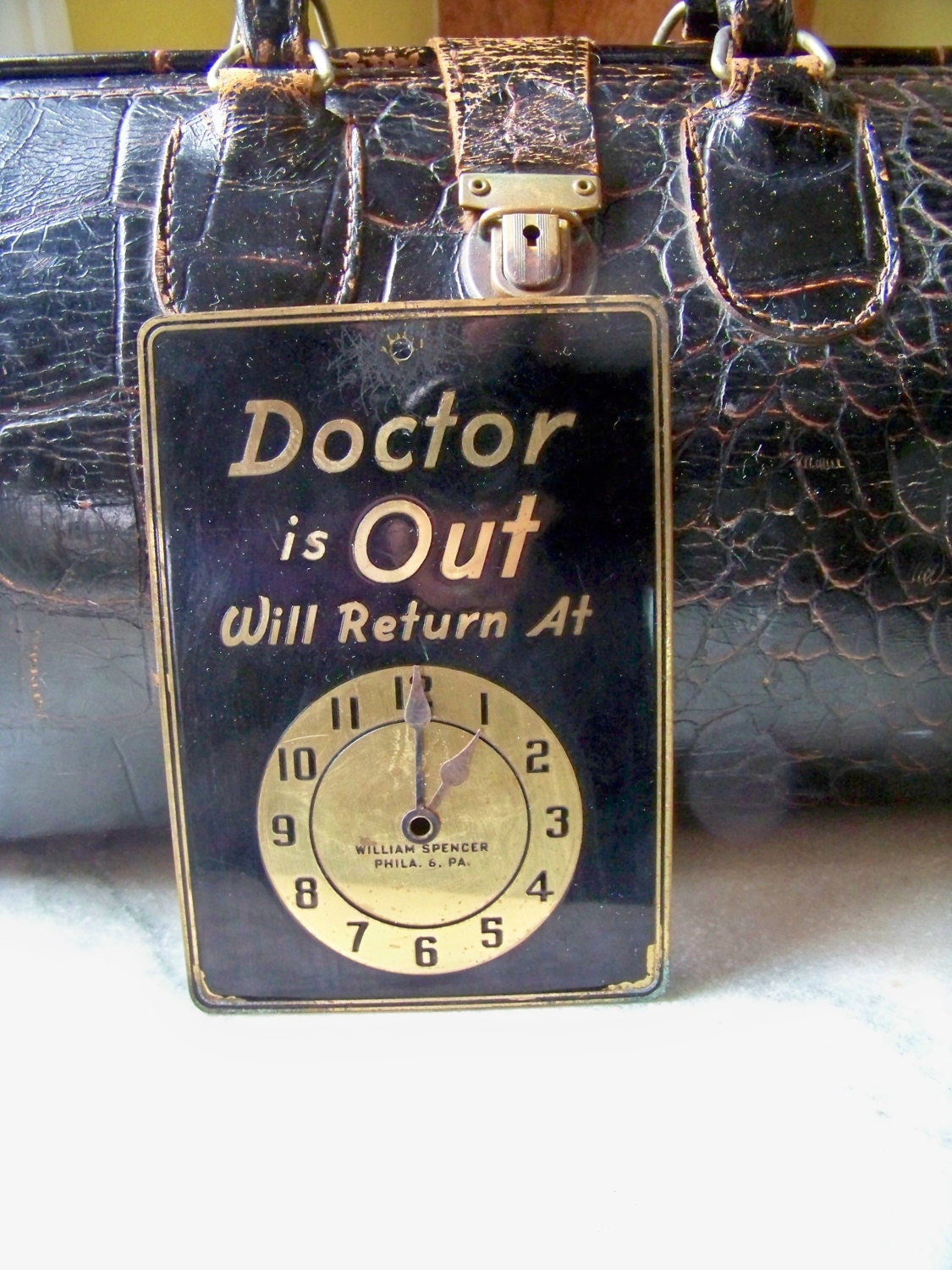 c. 1940's Vintage Doctor is In Doctor is Out Sign