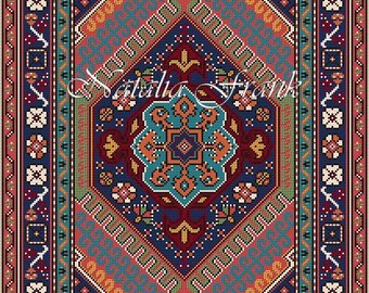 Dollhouse Miniature Needlepoint Area Rug Pattern by ScarletSails