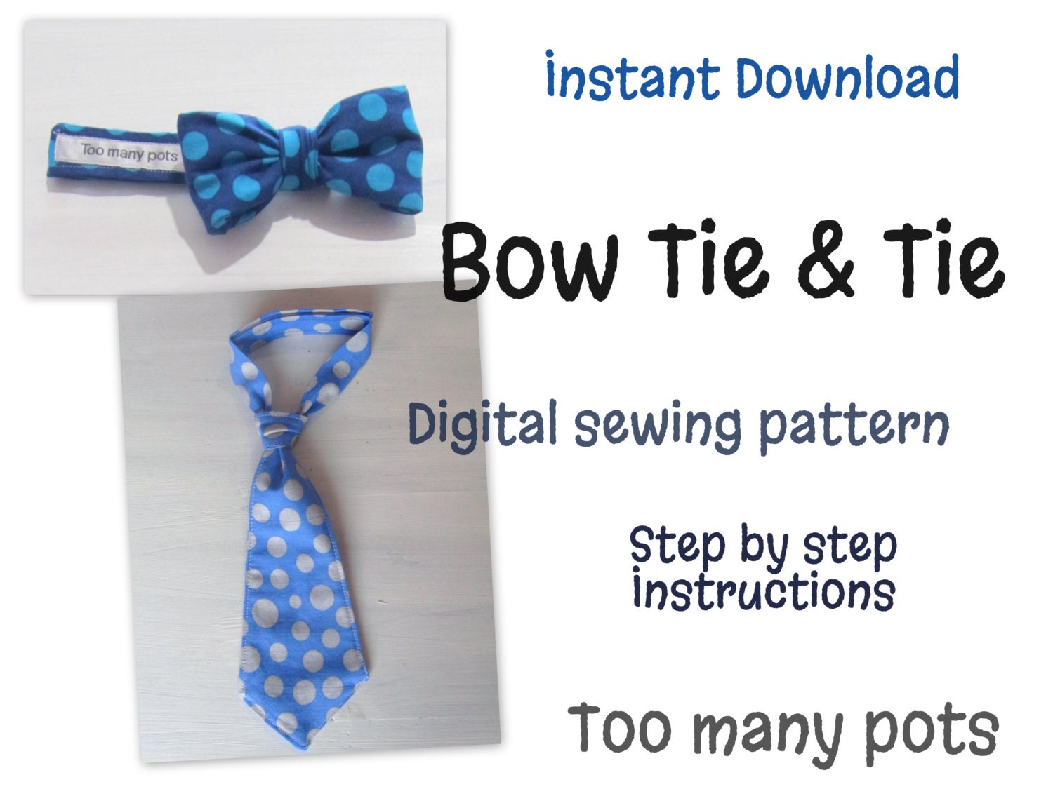 Instant Download Baby and Child Bow Tie & Tie Sewing Pattern