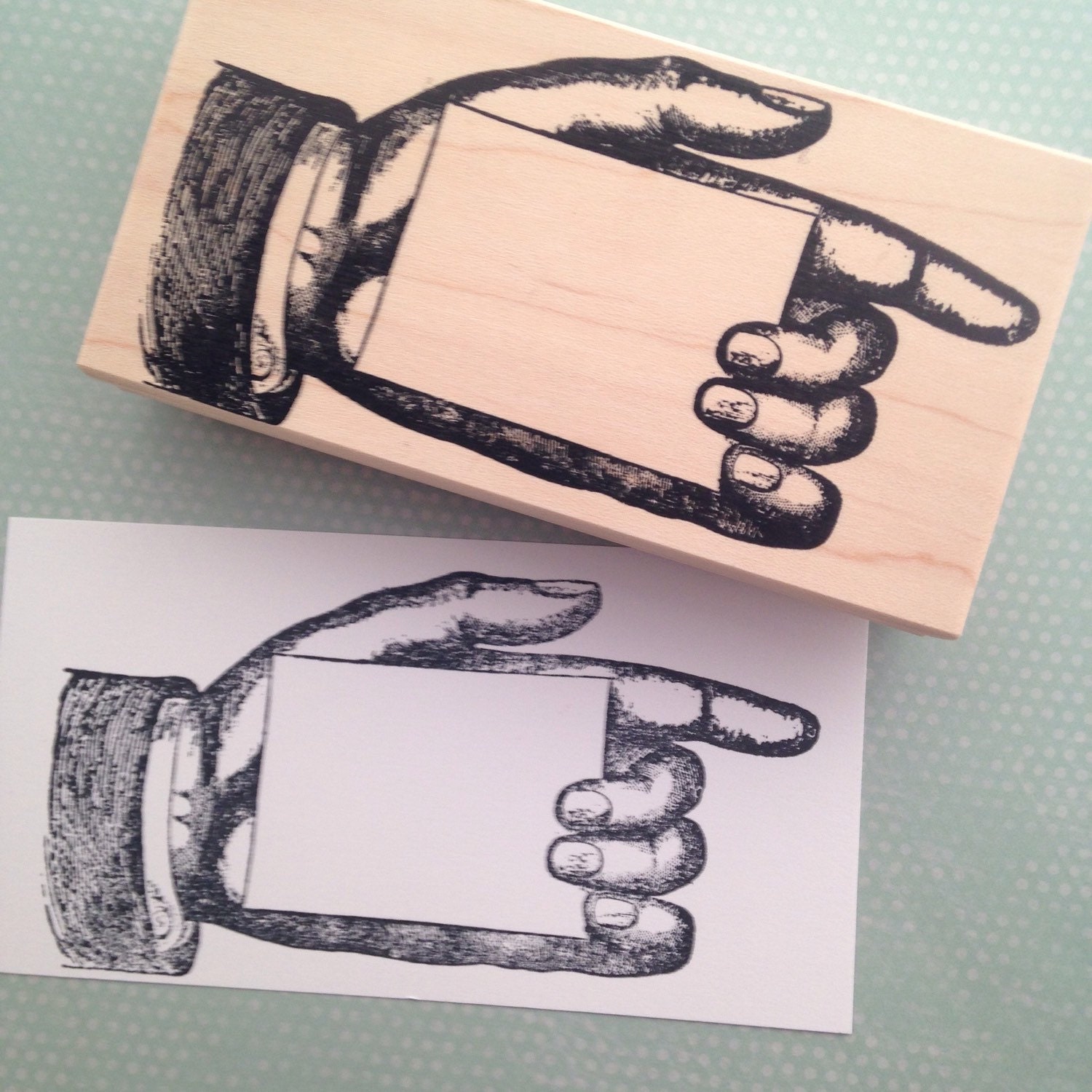 Blank Hand Card Mounted Rubber Stamp 4472