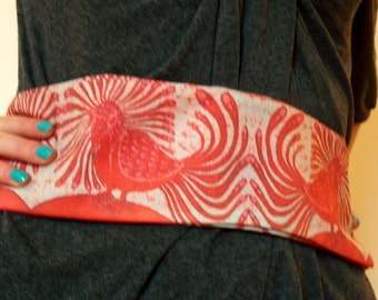 Items similar to batik - long cotton sash - Horses Run Below Hills ...